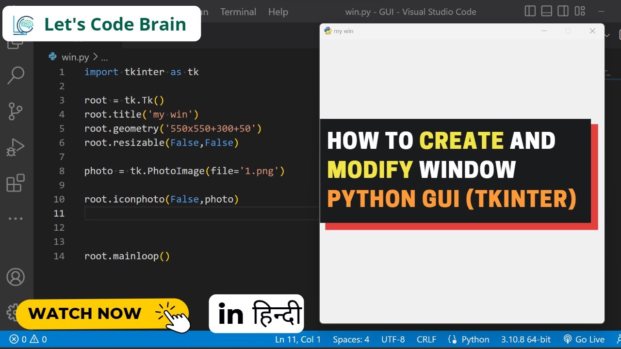 Part - 1 | How to create window in Tkinter and customize it | Python GUI using Tkinter | #tkinter