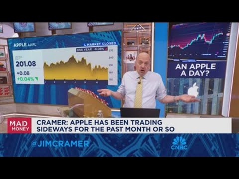 Apple has been trading sideways for the past month or so, says Jim Cramer