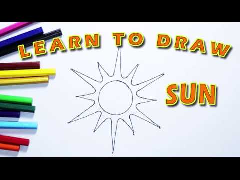 Learn to draw and color the Sun for kids | Basic Sun drawing step by step ♥♥♥