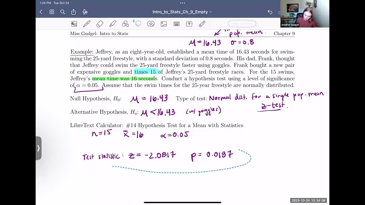Intro to Stats Chapter 9 Video 11