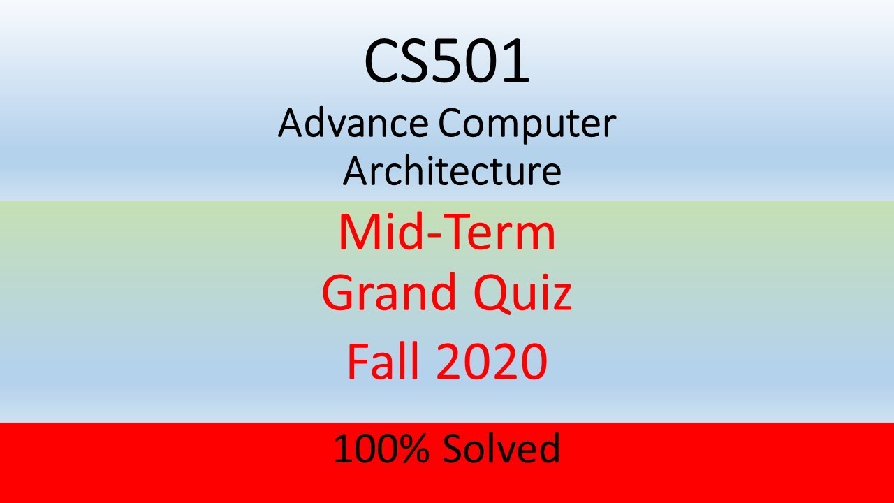 CS501 - Mid Term Grand Quiz - Fall 2020 - 100% Solved - Advance Computer Architecture