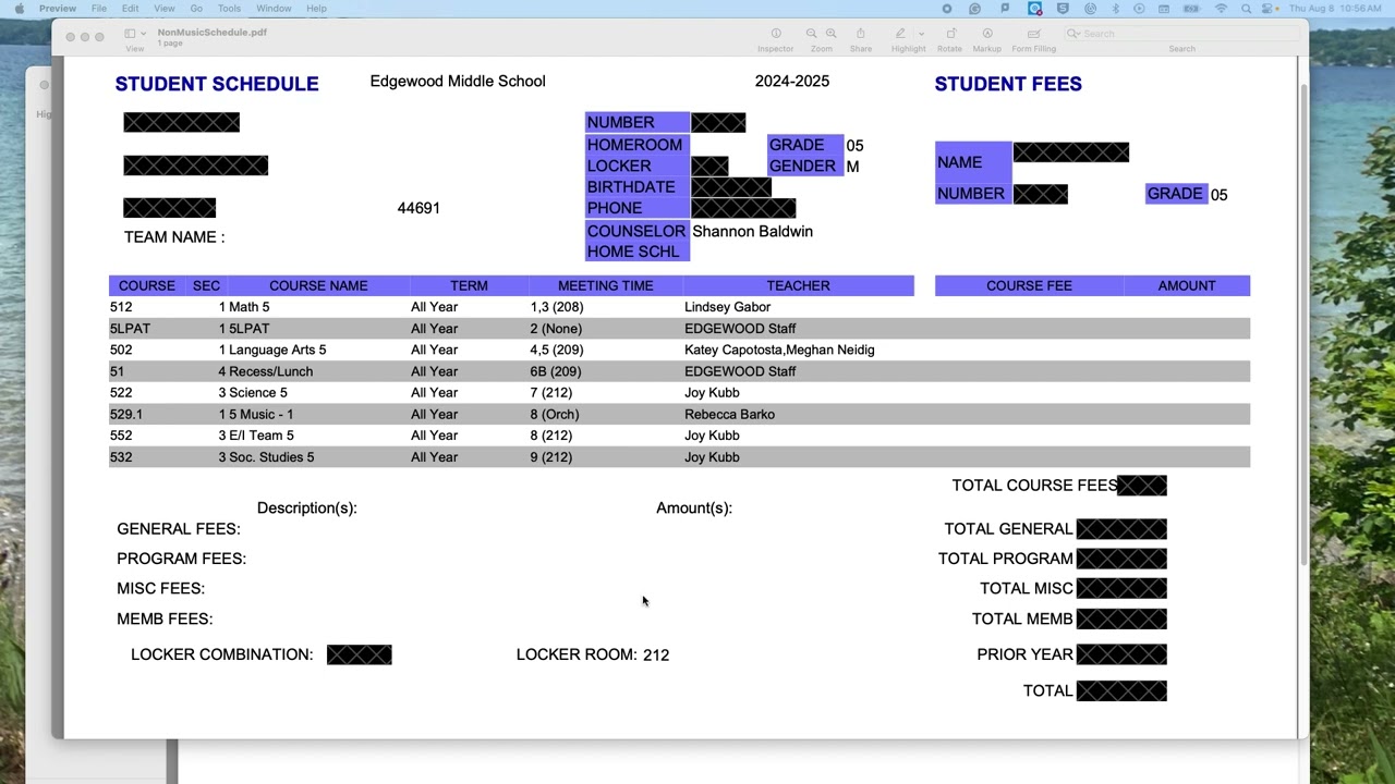 2024/2025 How to Read a Schedule