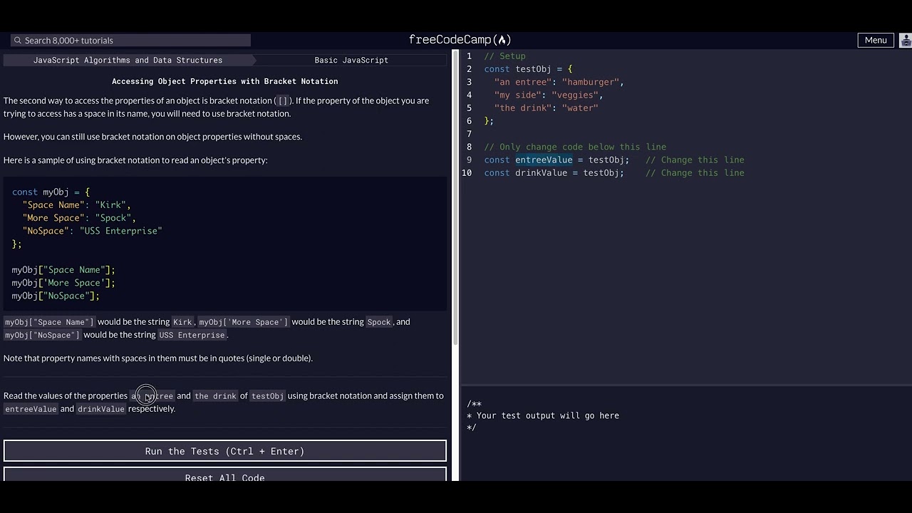 Accessing Object Properties with Bracket Notation - Free Code Camp Help - Basic Javascript Data FCC