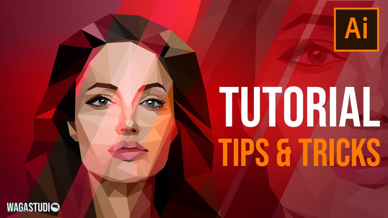 Adobe Illustrator Tutorial : Low poly art TIPS & TRICKS (Angelina Jolie)