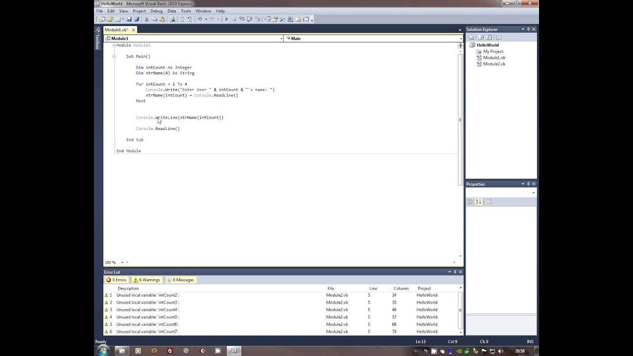 VB Programming 8 - Simple Array