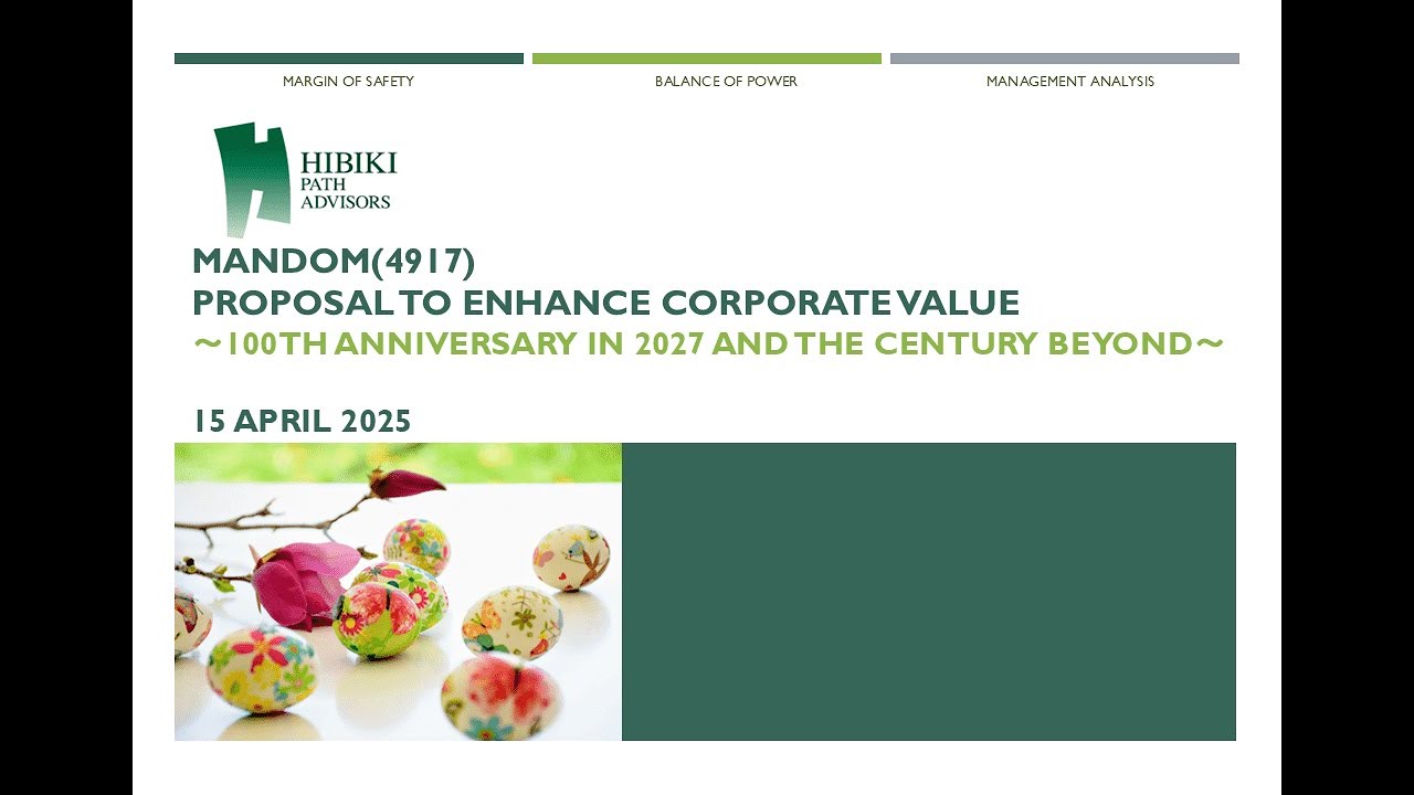 Proposal Letter Explanation Video about Mandom Corporation（15/Apr/2025）