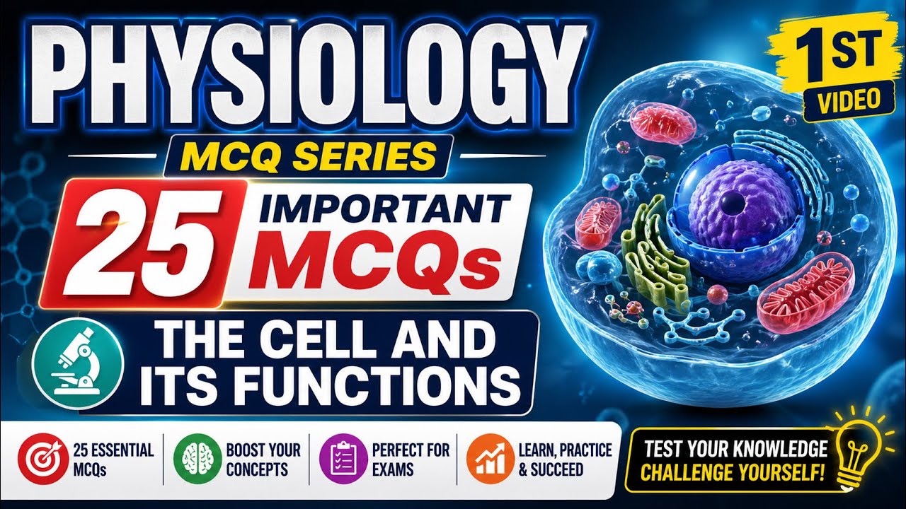 Part:1 Physiology MCQs: The Cell & Its Functions | Guyton-Based High-Yield Questions.