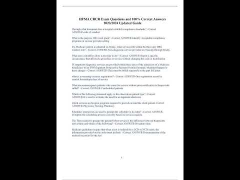 HFMA CRCR Exam Questions and 100% Correct Answers 2023 2024 Updated Guide