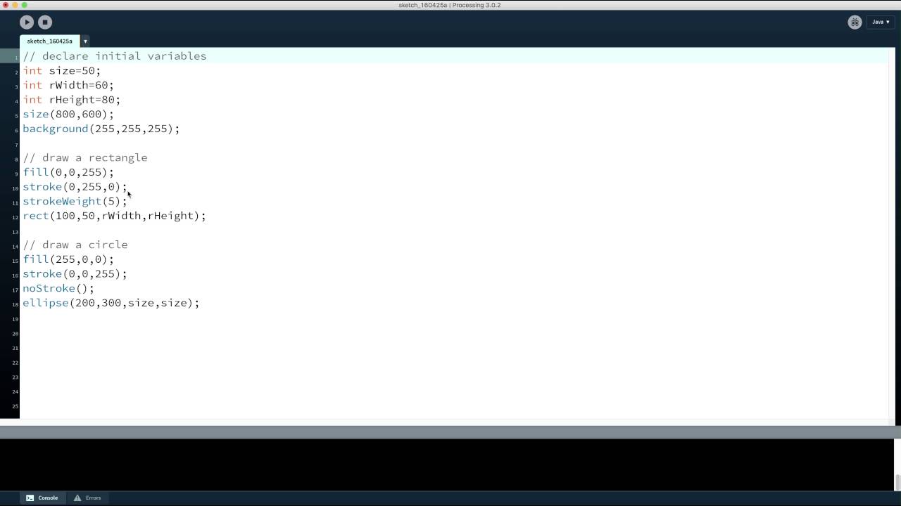 Using comments in the Processing programming language