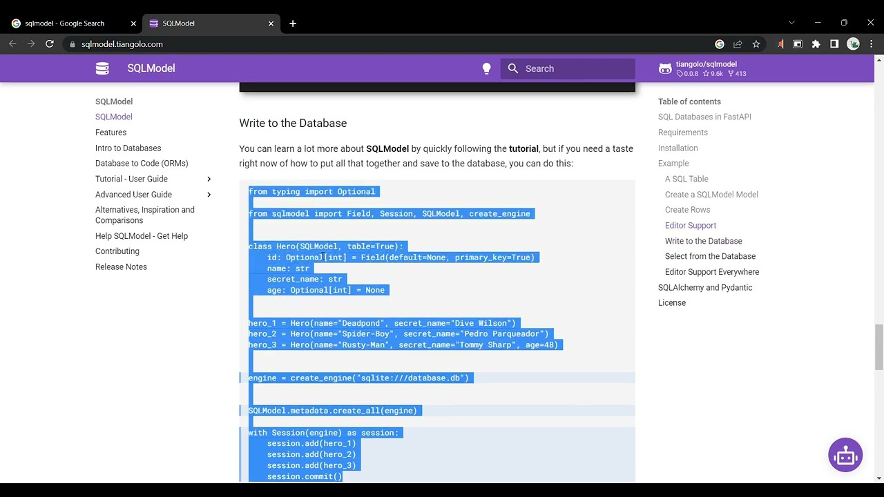 SQLModel   Testing | sqlmodel | SQLModel FastAPI  Introduction