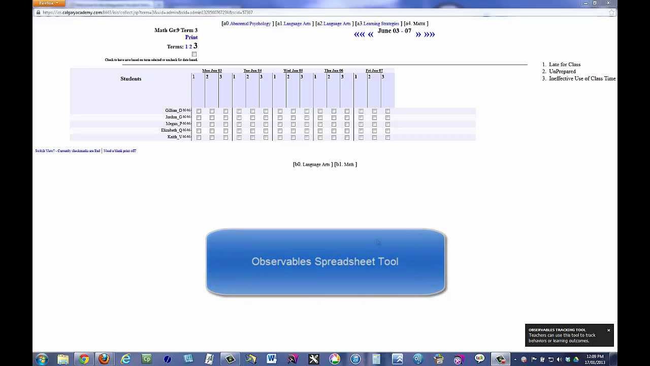 iSiS Observables Tool Set Up - Admin Side