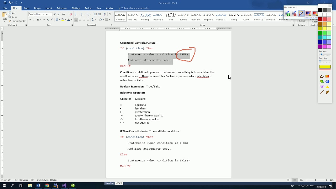 If Then Statement Visual Basic 2017 Part 1