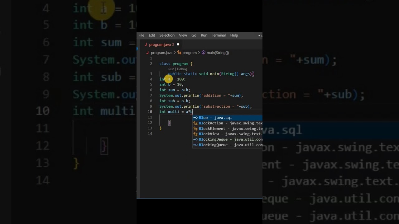 Addition, Subtraction, Multiplication & Division Program Using Java !! #coading #java 👨‍💻