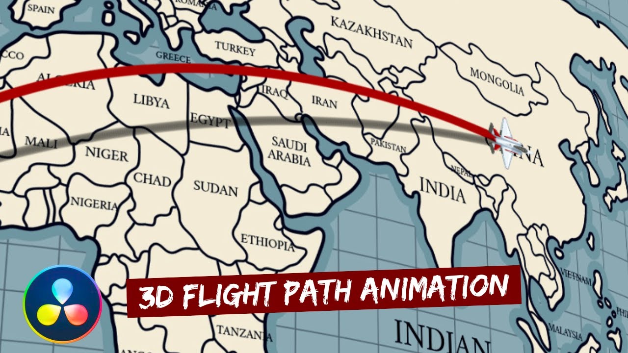 How to Create a 3D Flight Path with Airplane Animation | DaVinci Resolve