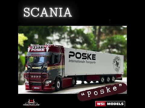 Scania S highline CS20H 4×2 reefer trailer 3 axle “Poske”,WSI Truck Models #modeltruckland #scania