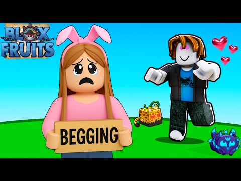 Begging For FRUITS As a E-GIRL for 24 Hours in Blox Fruits