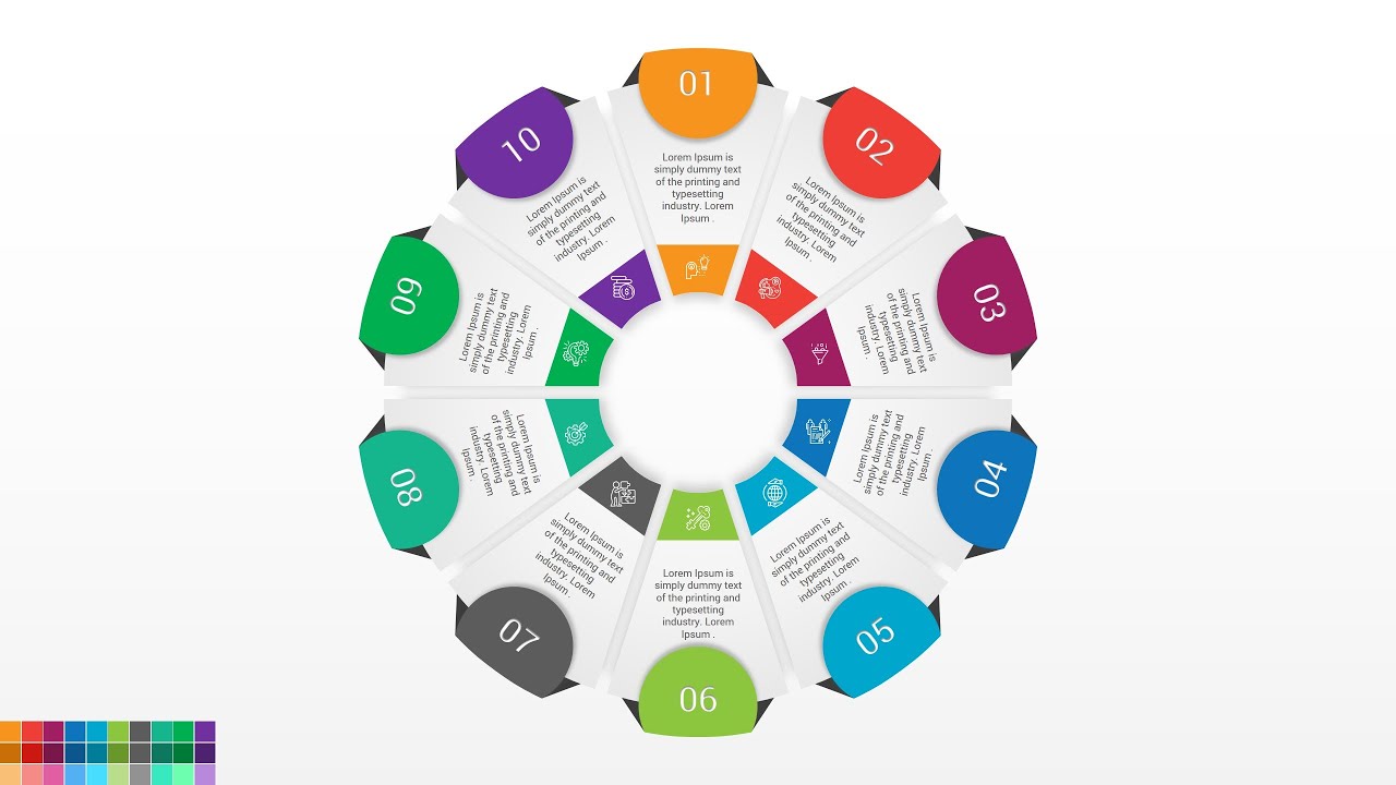 Create 10 Steps Process Infographics Element Chart Using Microsoft PowerPoint -Free Download