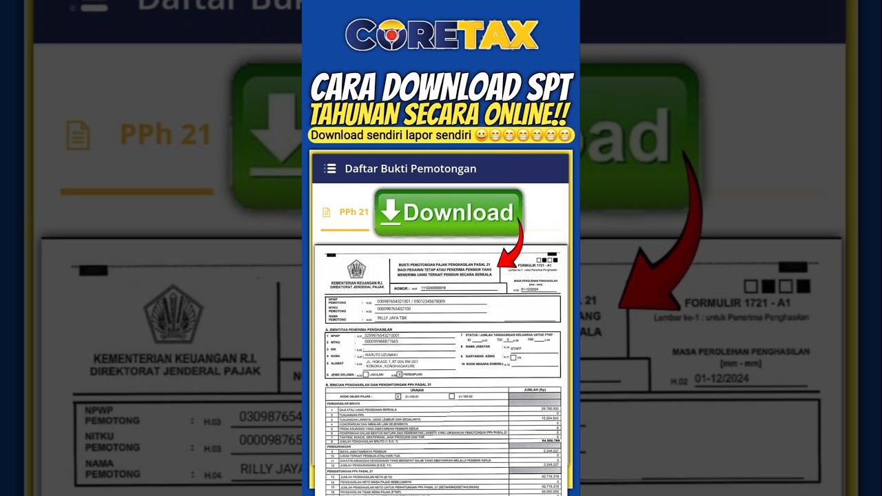 Cara dapatkan lembar bukti SPT Tahunan secara online DJP Online# #djponline #coretax
