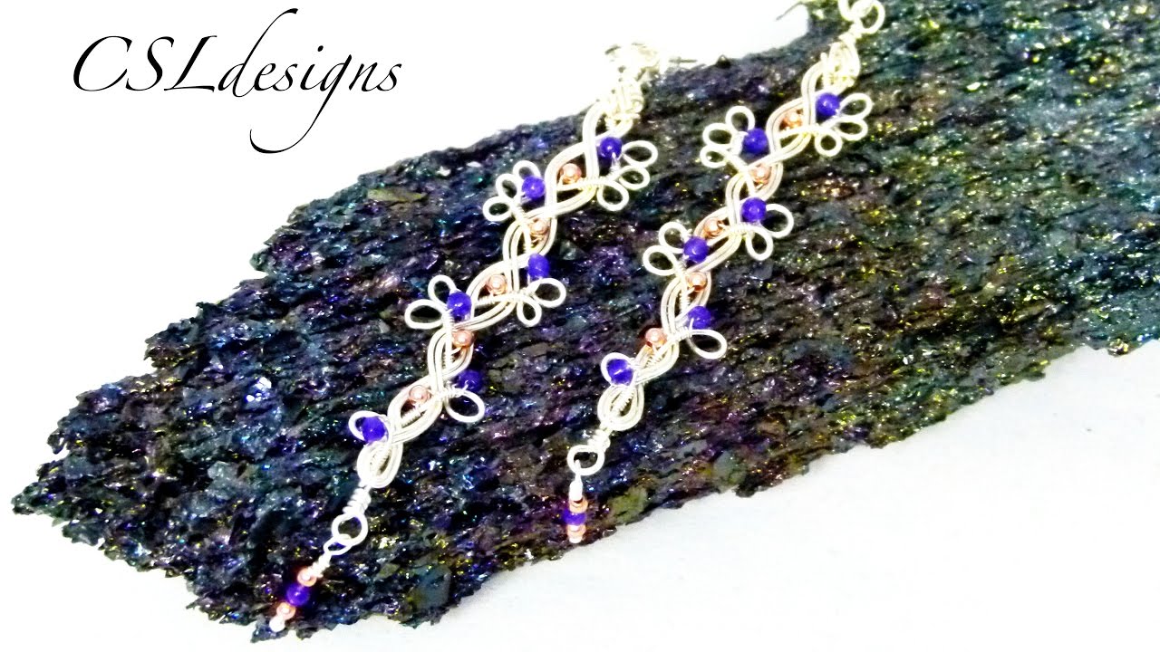 Organic beaded wirework braided earrings