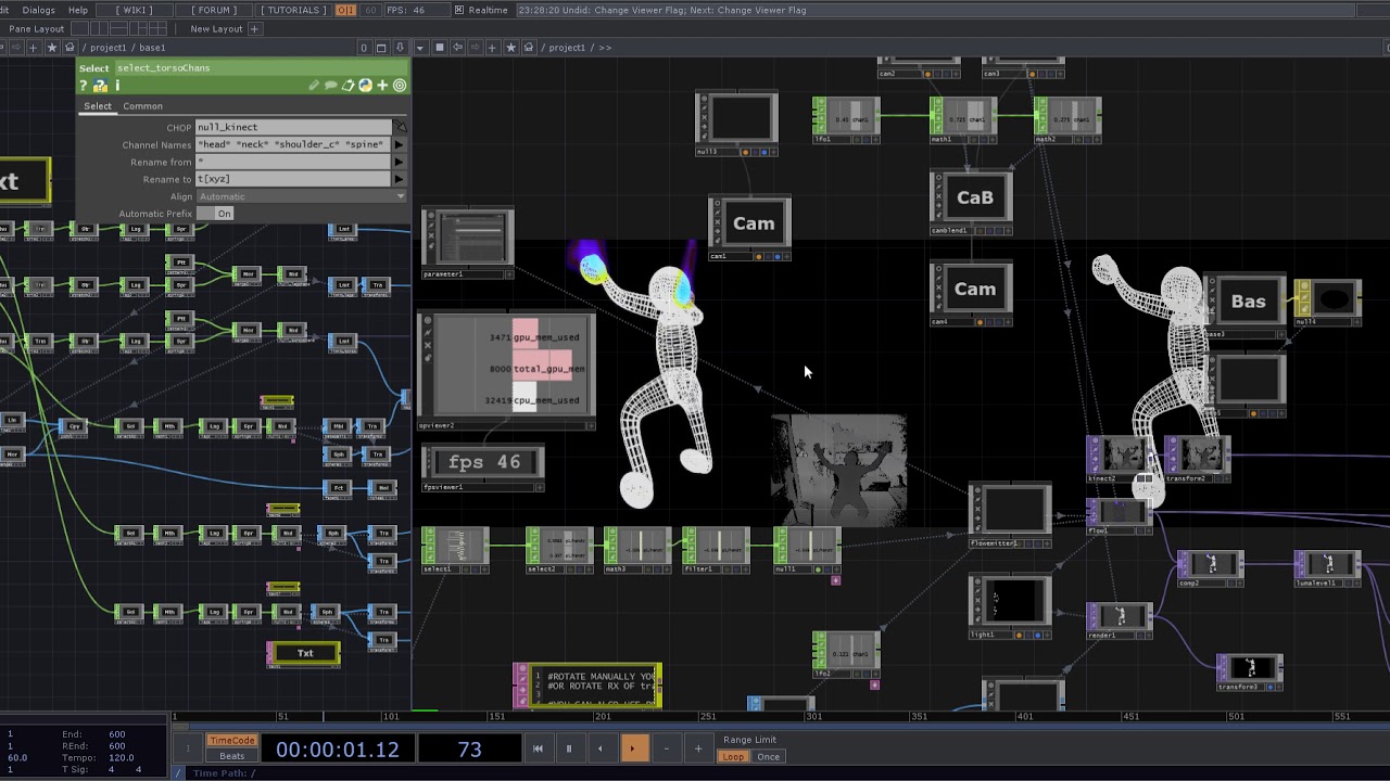 Skeleton Puppet 3D with Touchdesigner - Kinect CHOP