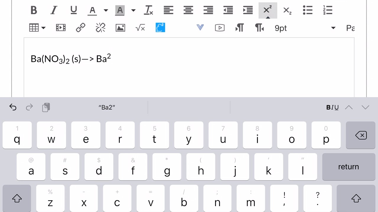 How to show subscripts/superscripts in canvas