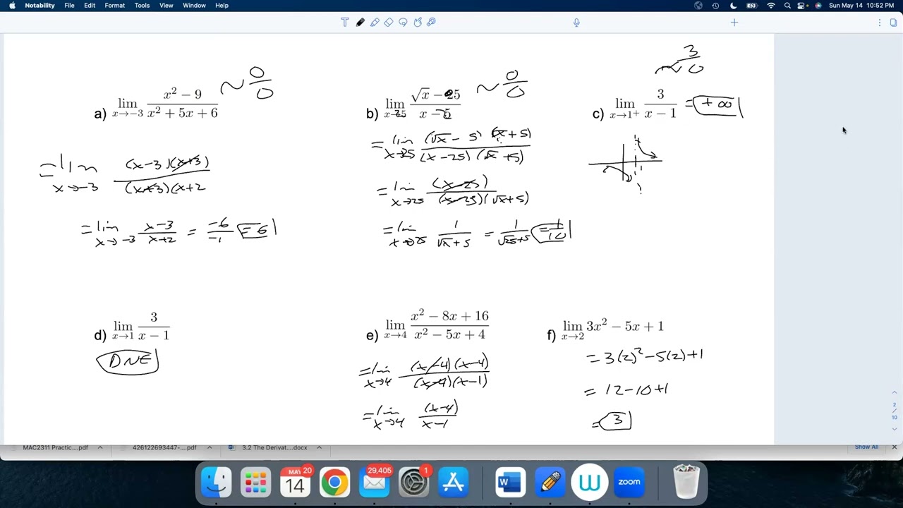 MAC2311 Practice Test 1 Solutions