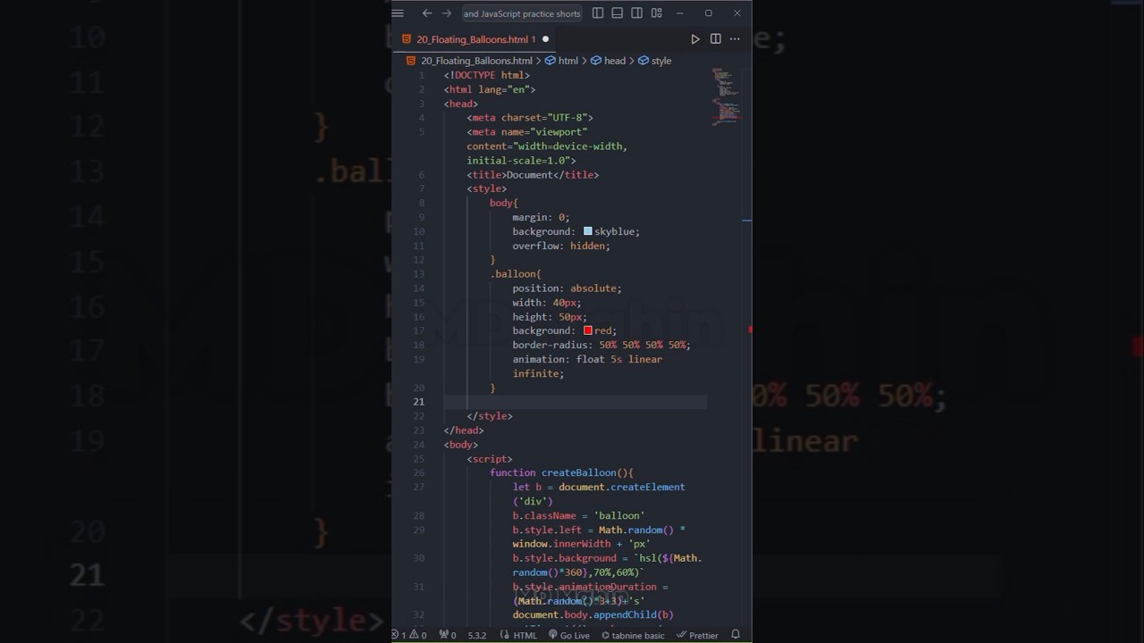 Floating Balloons | HTML CSS JavaScript