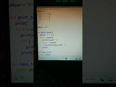python program that simulates game tic tac toe #coding #python #pythonprogram #idle #viral