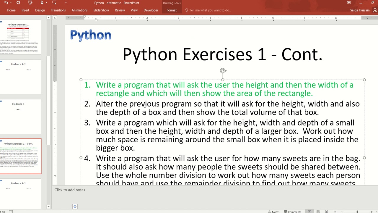 Python - L2 - Arithmetic problems continued - Exercise 1