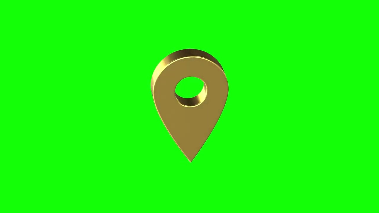 3d Animation of Golden Location Pin Spinning in Green Screen Background | 4K | FREE TO USE