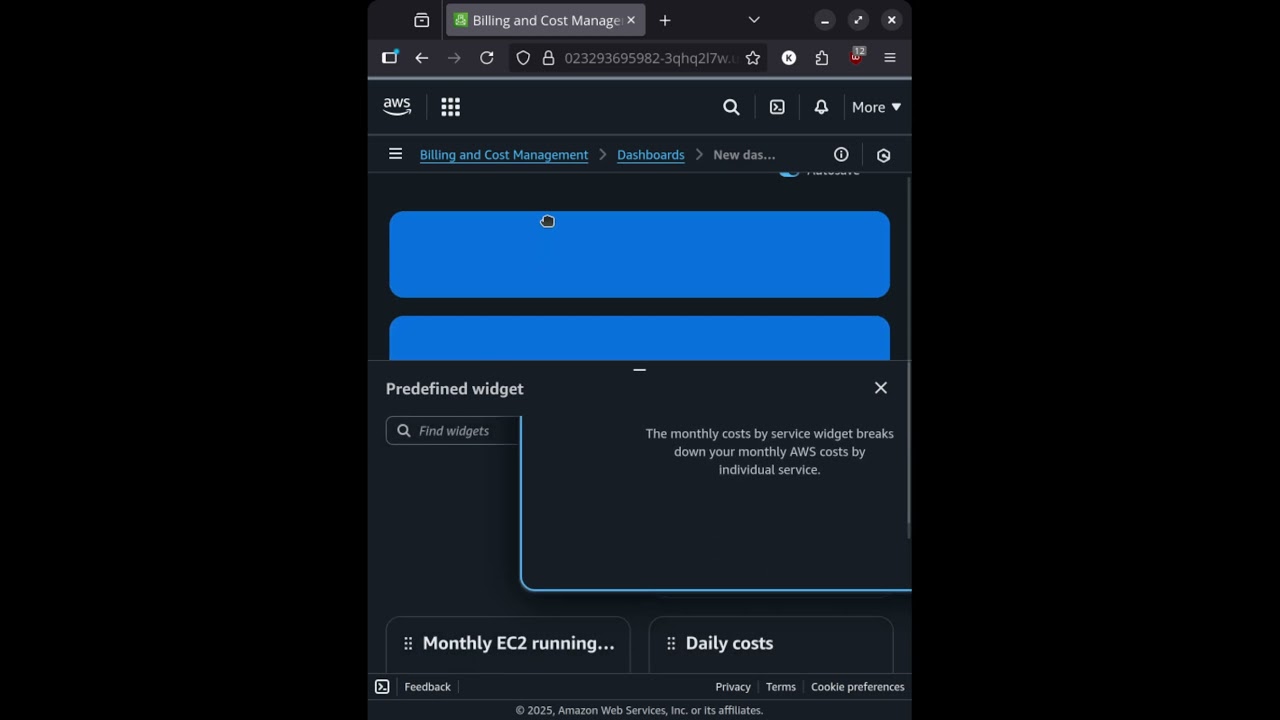 Create dashboards in AWS billing