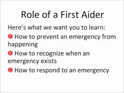 Role of a First Aider