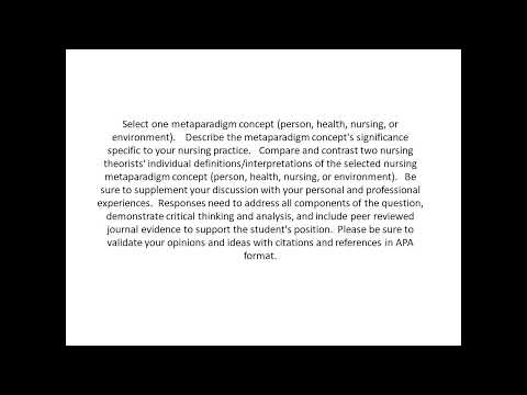 Describe the metaparadigm concept's significance specific to your nursing practice