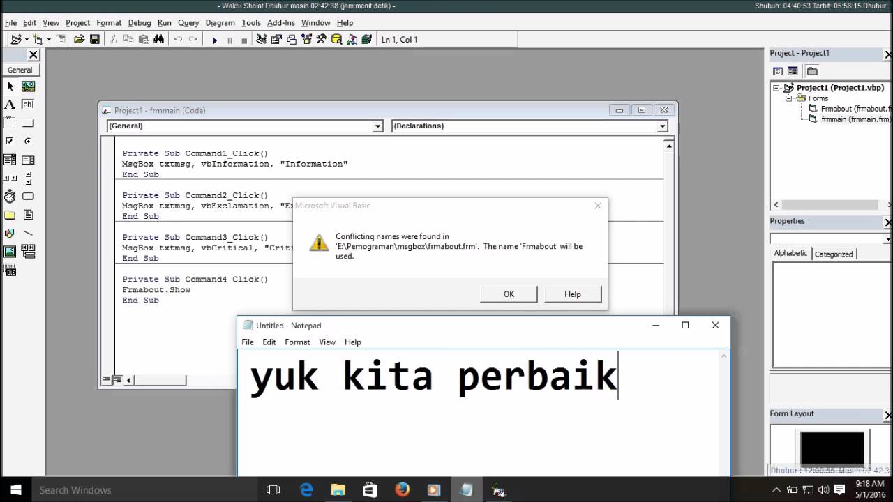 Fix conflicting names were found form in vb 6.0