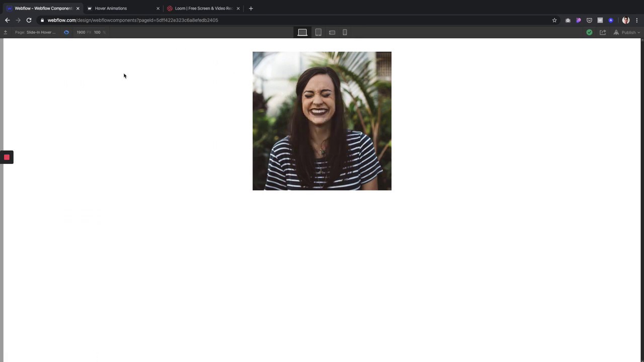 How to create simple slide in out hover interaction with Webflow