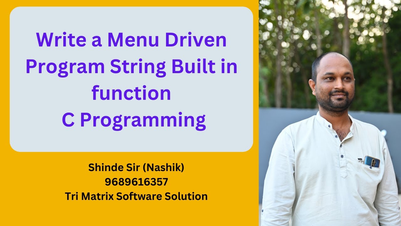 Write A Menu Driven Program String Built in Function using C Program