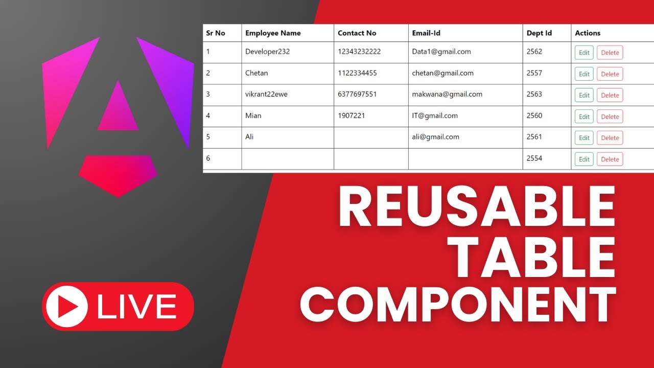 Reusable Table Component in Angular | angular 19 Tutorial | Live Session