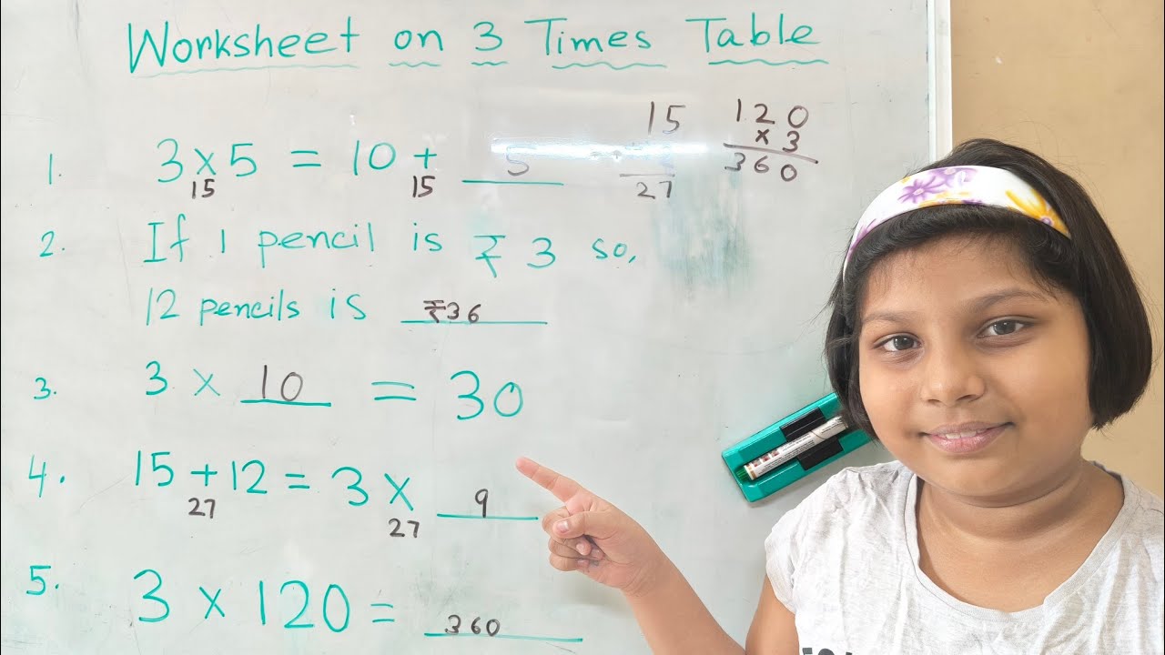 3 Times Table Worksheet | 3 Times Tables Quiz | Multiplication Practice for Kids | math Only Math