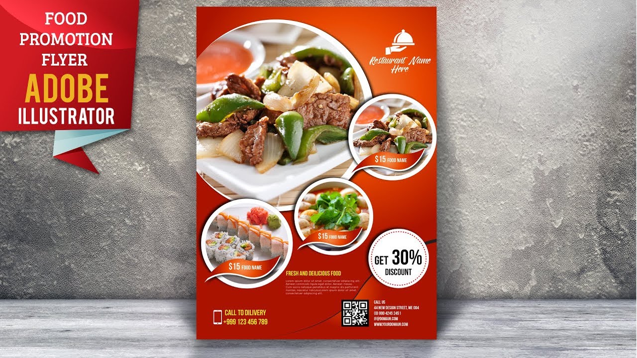 How To Design  Food  Flyer | Illustrator Tutorial