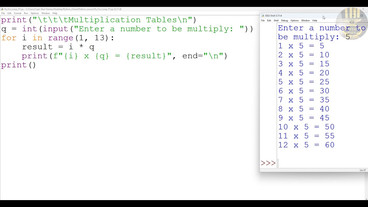 How to Create a Multiplication Table using For Loop in Python. A Beginners Tutorial