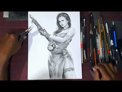 Sketch Drawing Process [ Girl Holding a Gun