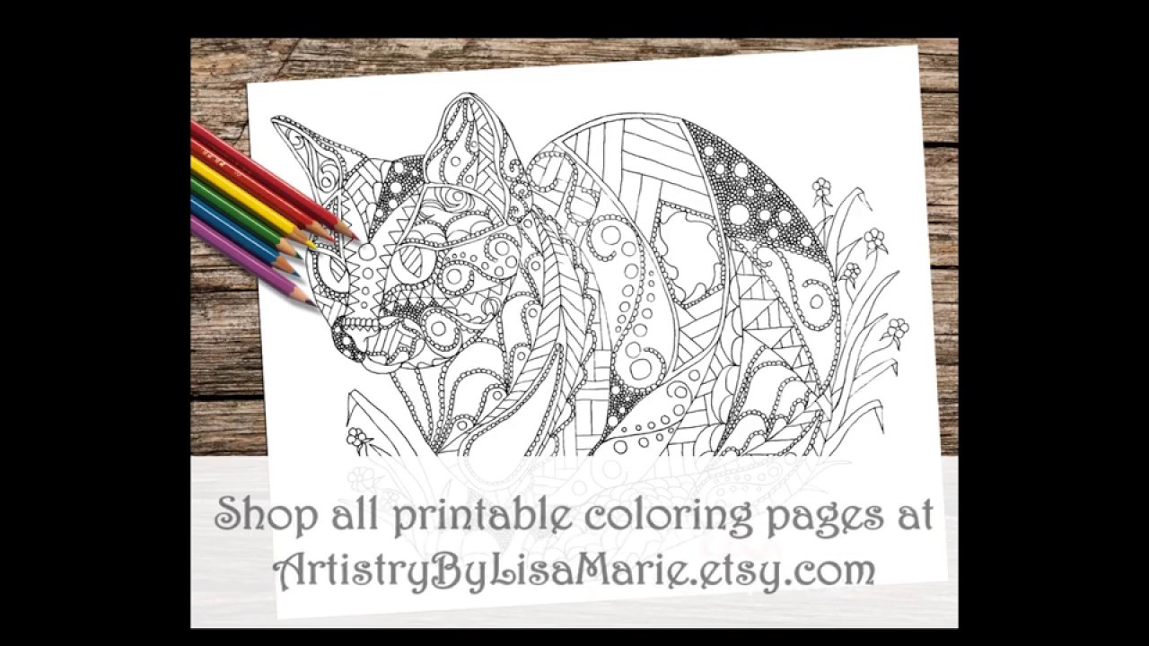Printable coloring page: Abstract Cat Art