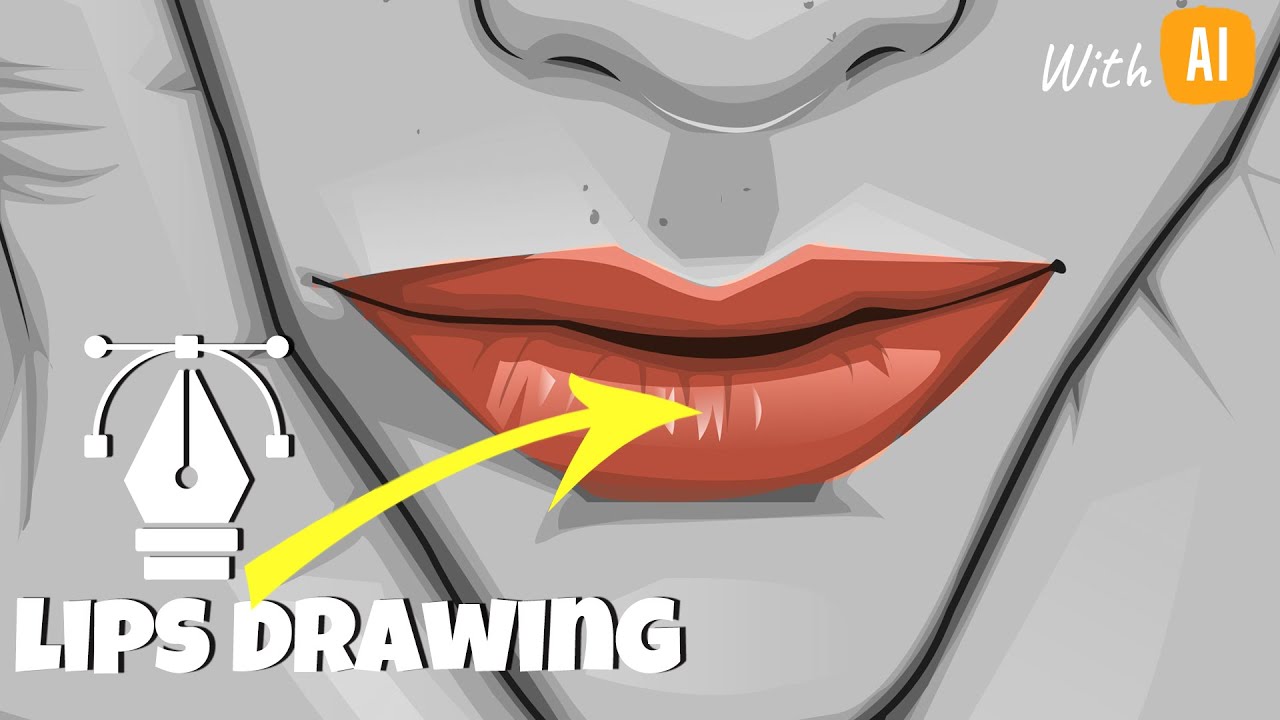 Vector art : How to draw lips with pen tool and mouse - Tutorial for beginner