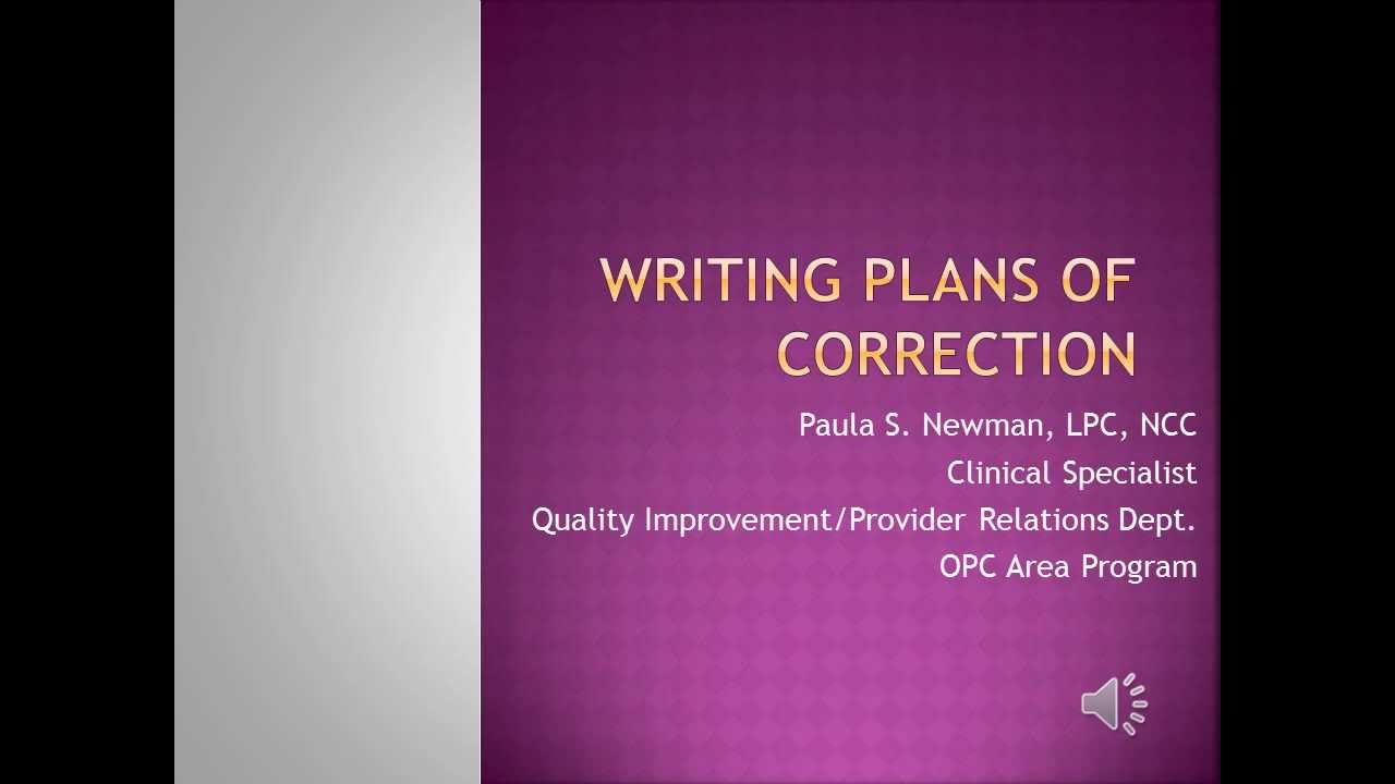 Writing Plans of Correction