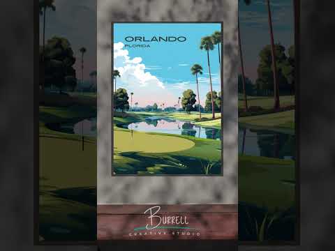 Orlando Florida Golfing Travel Poster & Wall Art Poster Print