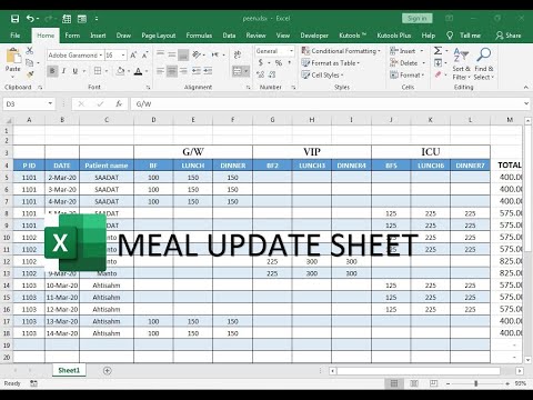 meal planner template excel