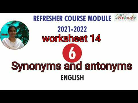 Class 6 worksheet 14 answer Refresher course Module English Synonyms and Antonyms @BRINDA