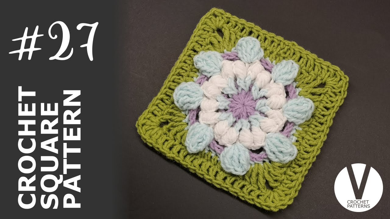 3D flower crochet square pattern