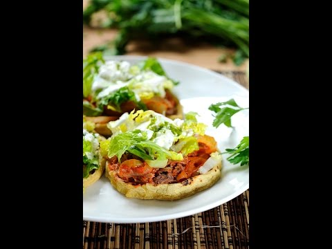 Sopes with shredded beef Mexican food