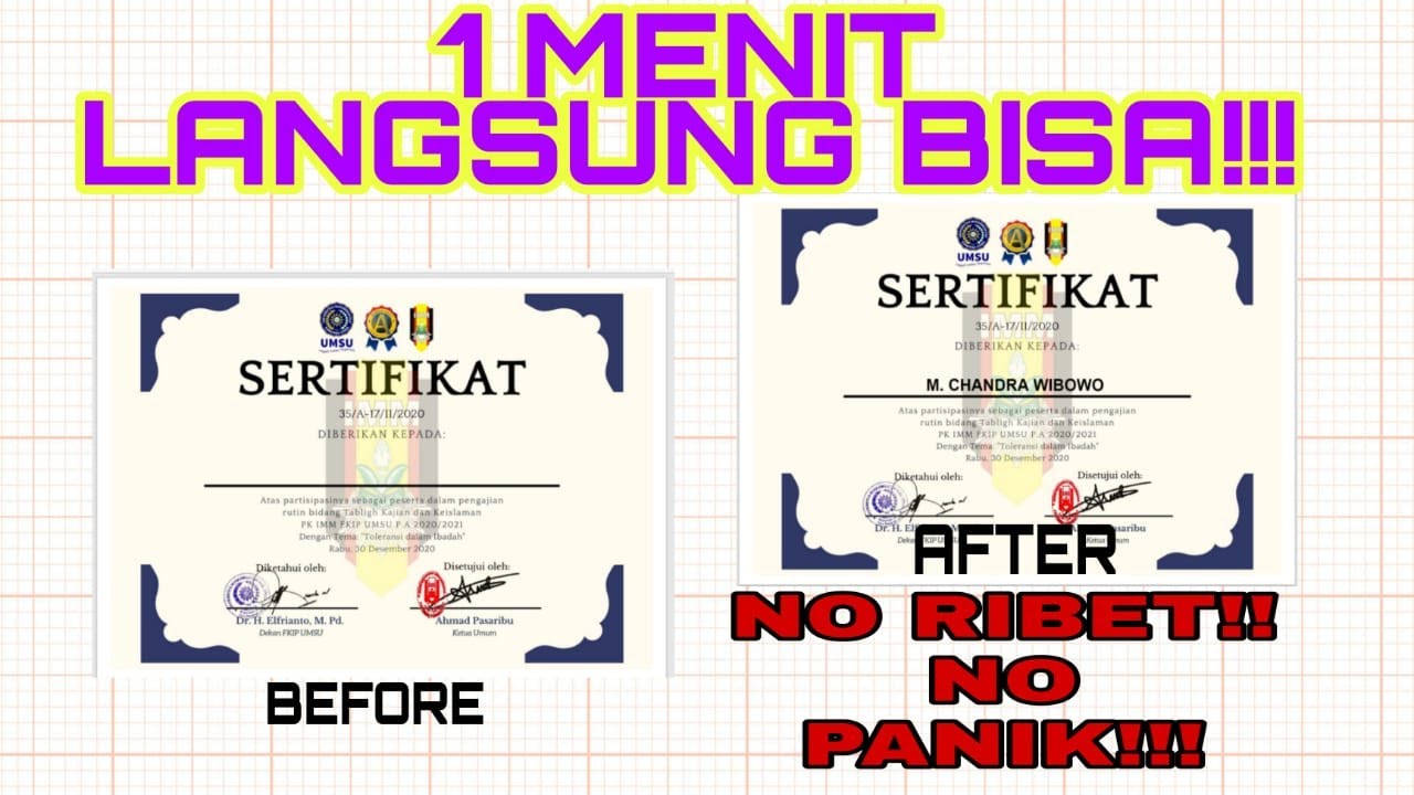 Cara membuat atau menambahkan nama pada file sertifikat di format pdf